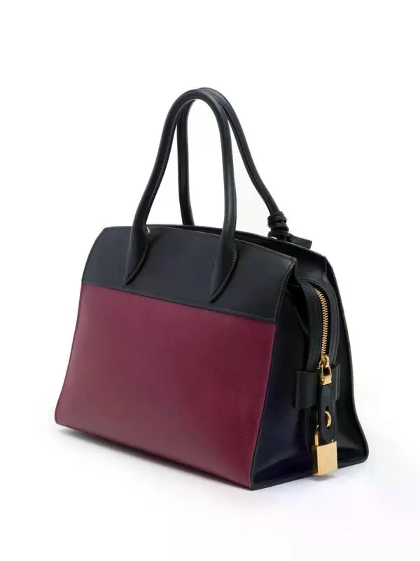 Prada 2010-2026 Saffiano And City Calf Esplanade Satchel - Red