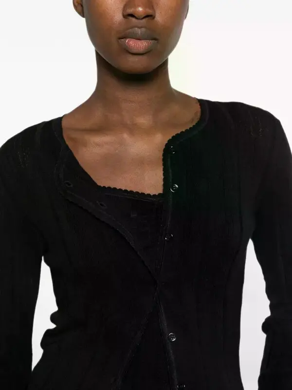 Maje Ribbed-knit Scalloped-edge Cardigan And Top Set