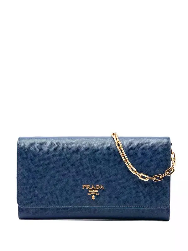 Prada Saffiano Leather Wallet On Chain Crossbody Bag - Blue