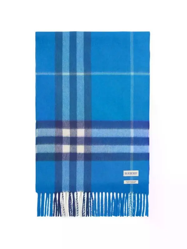 Burberry Check Cashmere Scarf - Blue