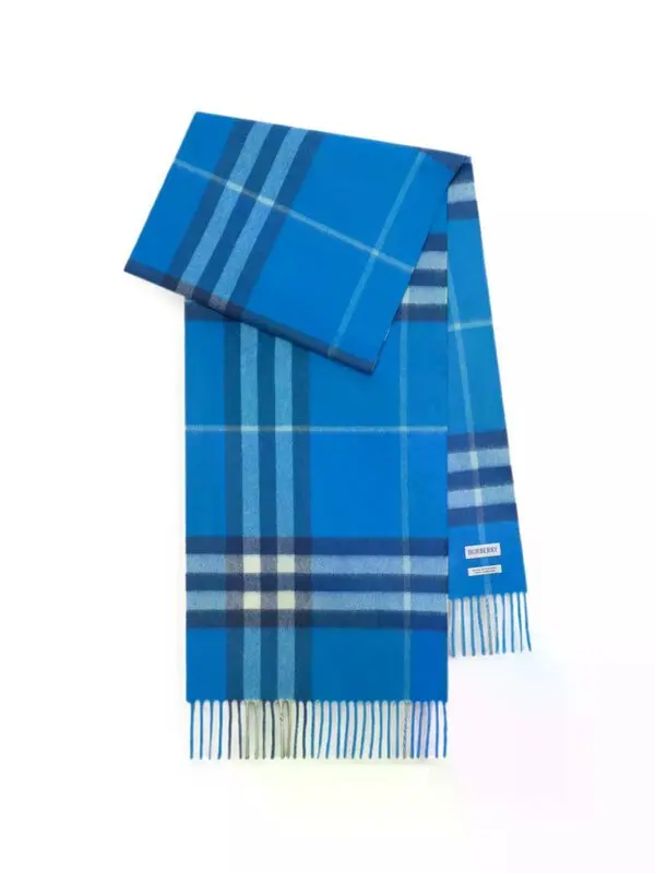 Burberry Check Cashmere Scarf - Blue