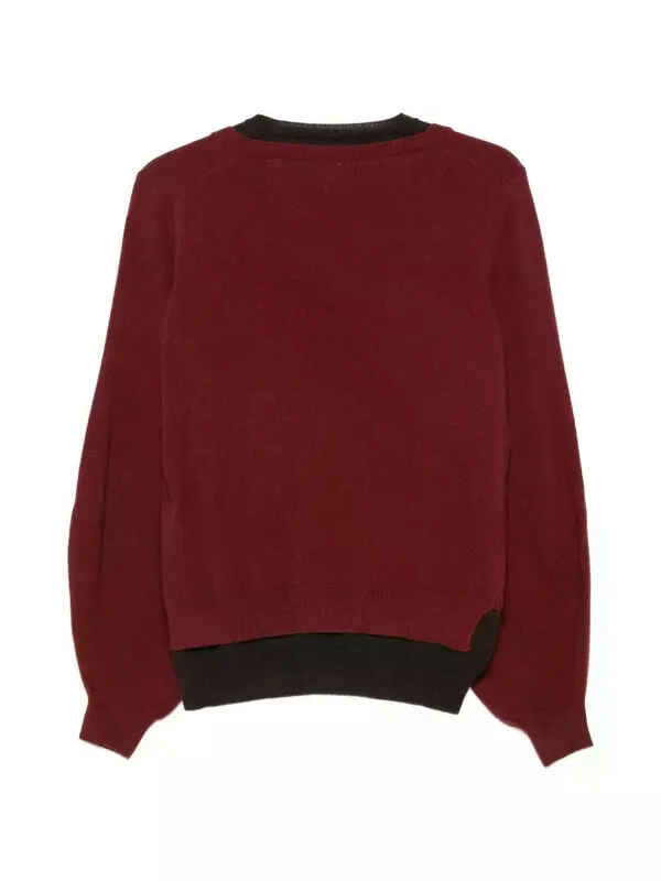 MANZONI 24 V-neck Long Sleeve Sweater - Red