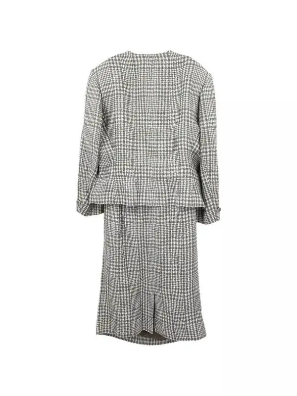 Celine 1990-2000s Check Tweed Skirt Suit