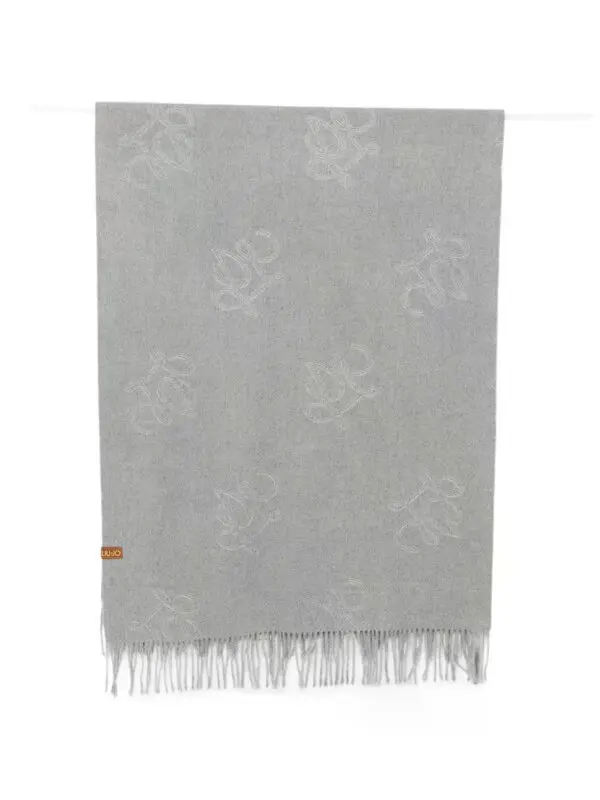 Liu Jo Monogram-embroidered Fringed Scarf