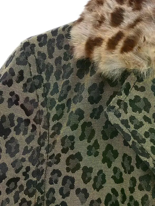Fendi 1990-2000s Leopard-print Faux-fur Collar Coat
