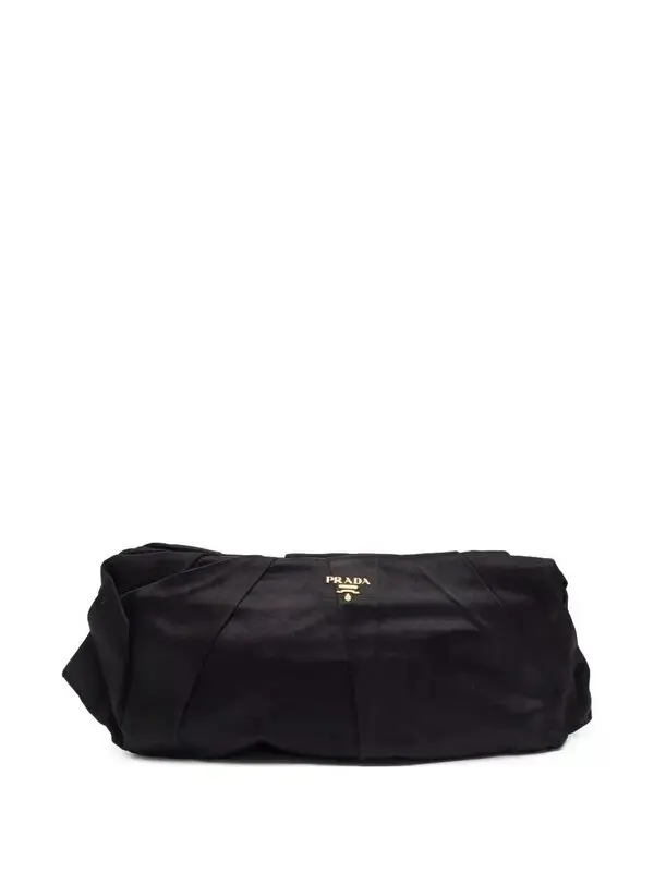 Prada Pleated Frame Clutch Bag - Black