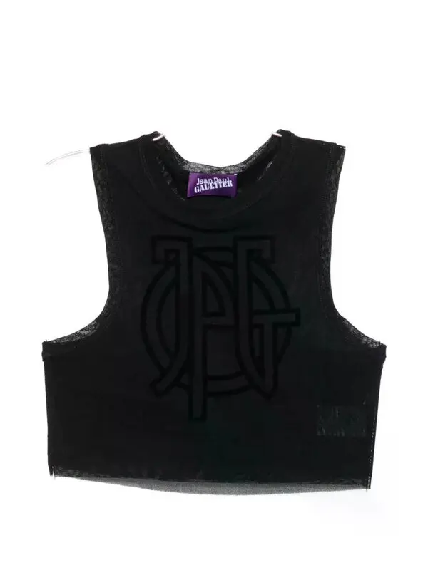 JEAN PAUL GAULTIER Logo-detail Cropped Top - Black