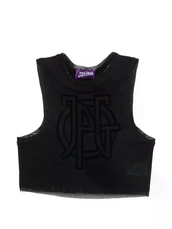 JEAN PAUL GAULTIER Logo Cropped Top - Black