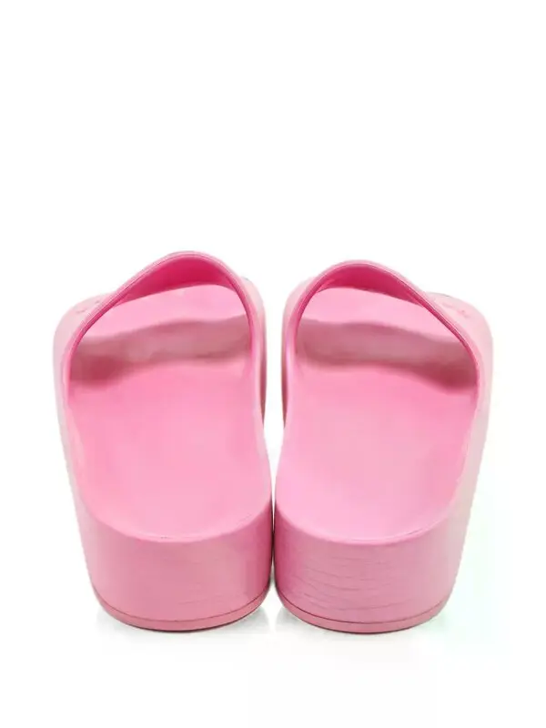 Balenciaga Rubber Embossed Logo Chunky Platform Pool Slides - Pink