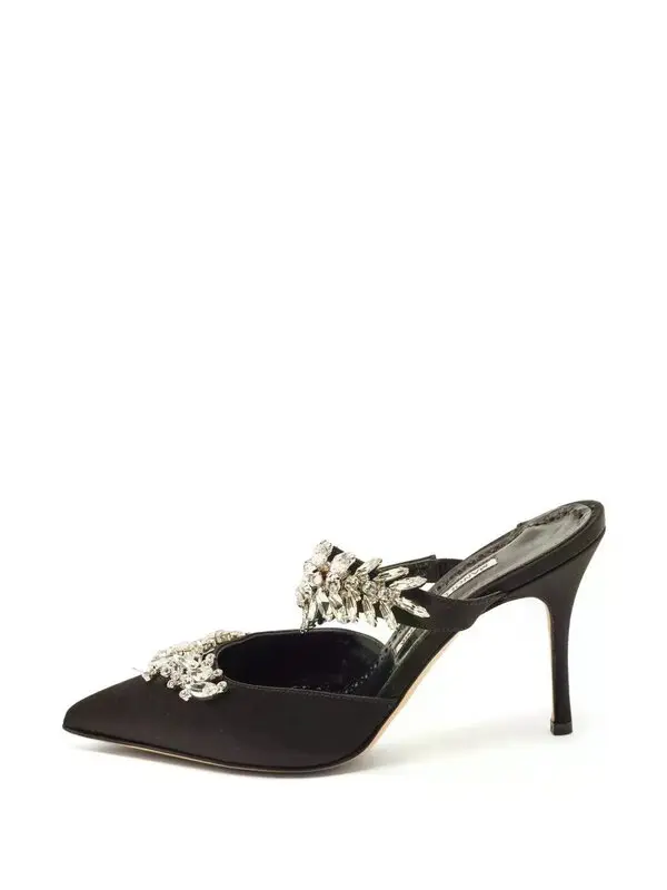 Manolo Blahnik Embellished Pointed Toe Stiletto Mules