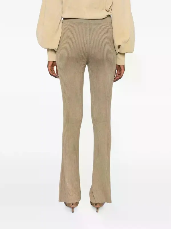 Eric Bompard Rib-knit High-waisted Palazzo Pants