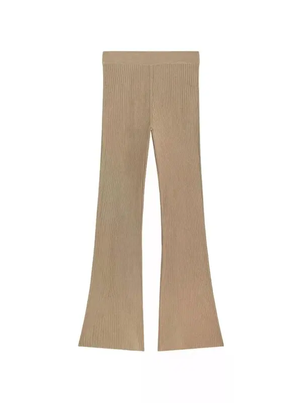 Eric Bompard Rib-knit High-waisted Palazzo Pants - Sage Green