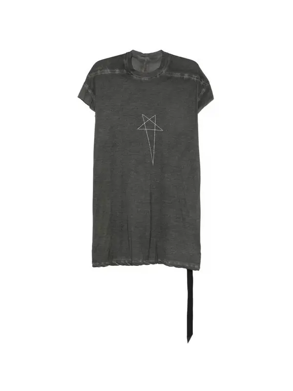 Rick Owens Jumbo Sl Pentagram-print Cap-sleeve T-shirt - Black