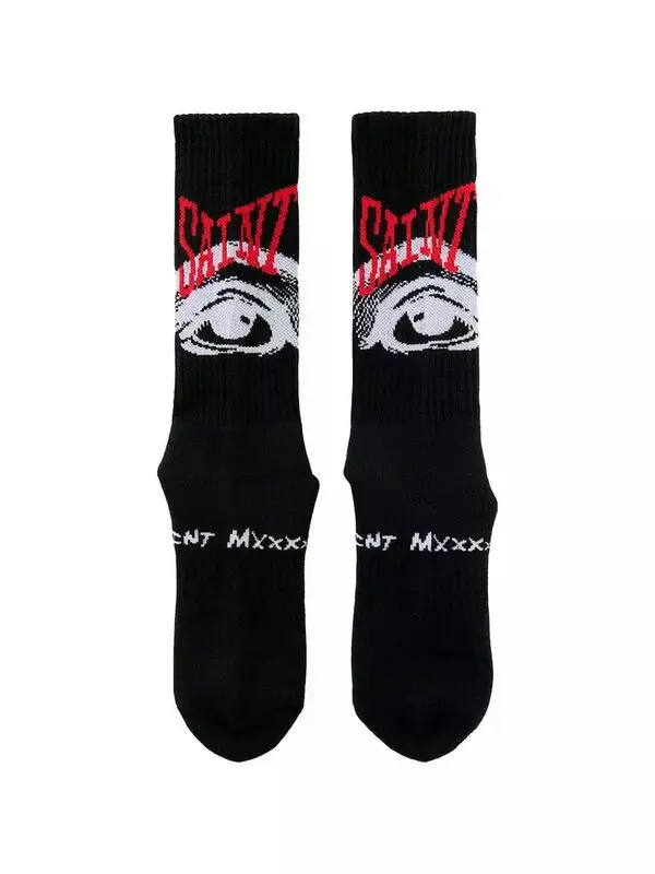 SAINT MXXXXXX Eye Ribbed Socks - Black
