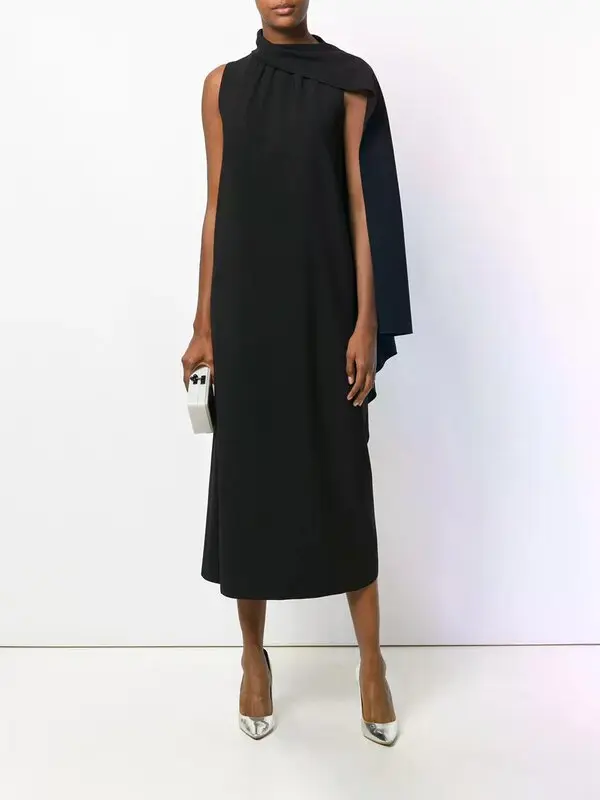 Alberta Ferretti One Shoulder Cape Dress