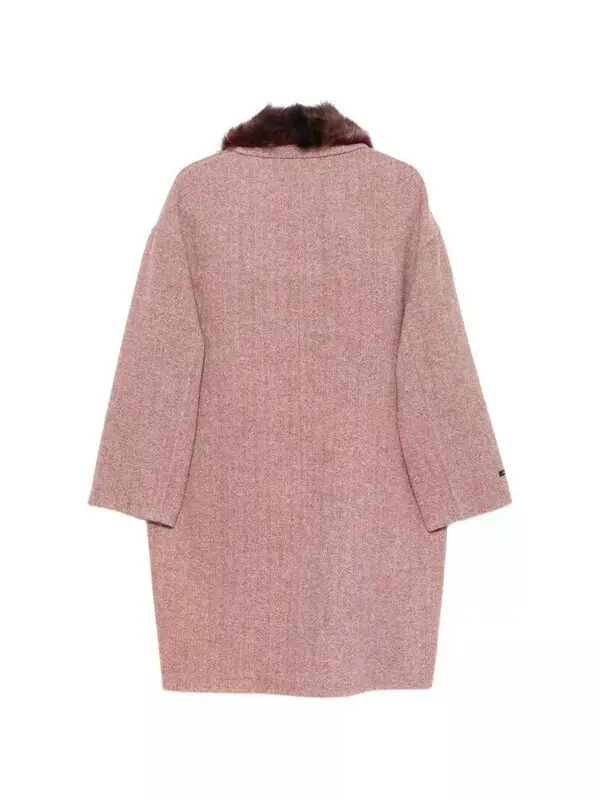 MANZONI 24 Herringbone Pattern Coat With Fur Collar