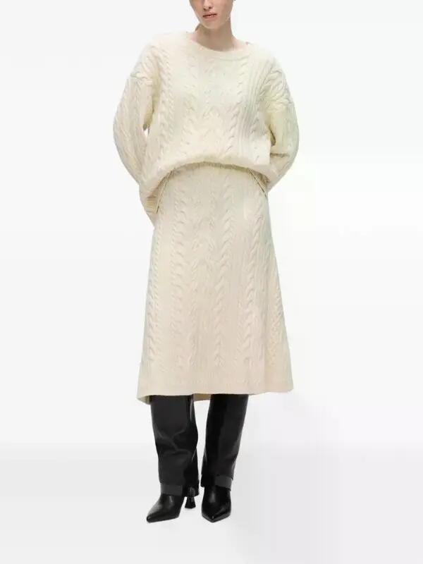 Karl Lagerfeld Wool-blend Cable-knit Midi Skirt - Neutrals