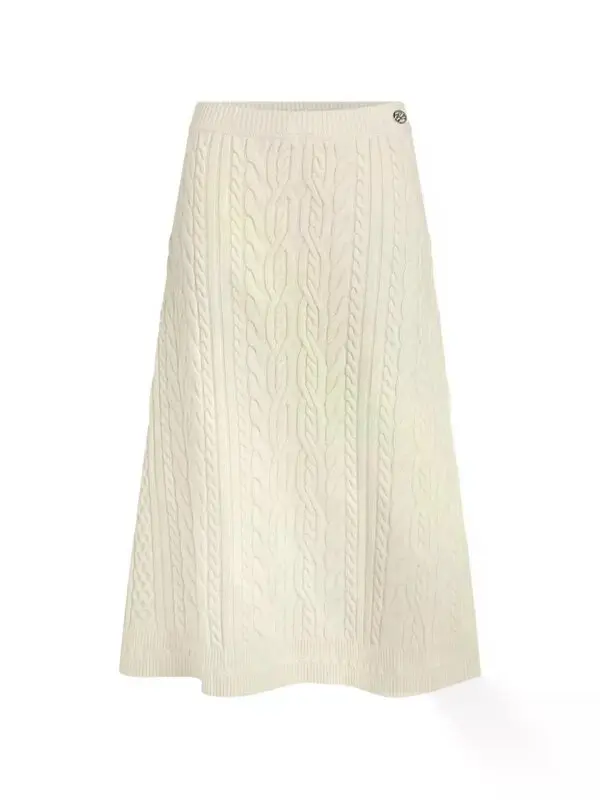 Karl Lagerfeld Wool-blend Cable-knit Midi Skirt - Neutrals