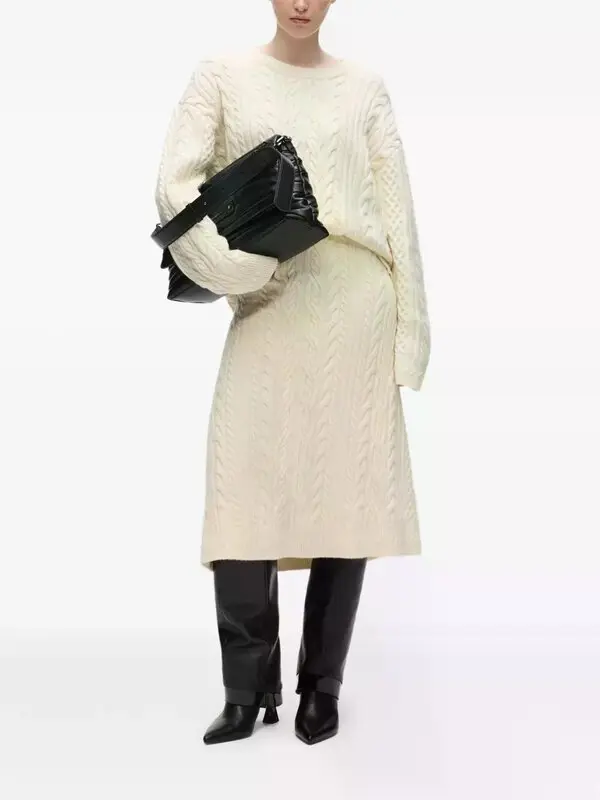 Karl Lagerfeld Wool-blend Cable Knit Midi Skirt - Neutrals