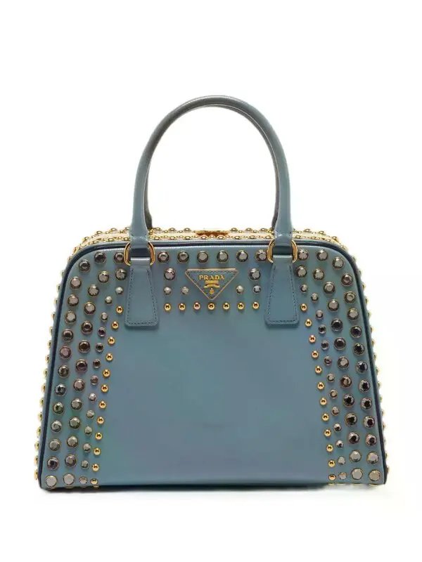 Prada Pyramid Frame Crystal-embellished Tote Bag