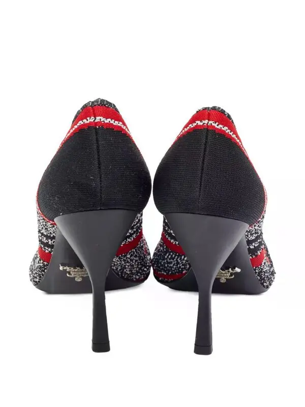Prada Red/ Intarsia Knit Pointed Toe Stiletto Pumps