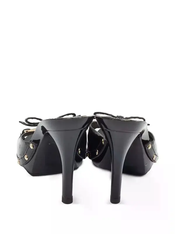 Dior Patent Leather Bow Detail High Heel Sandals - Black