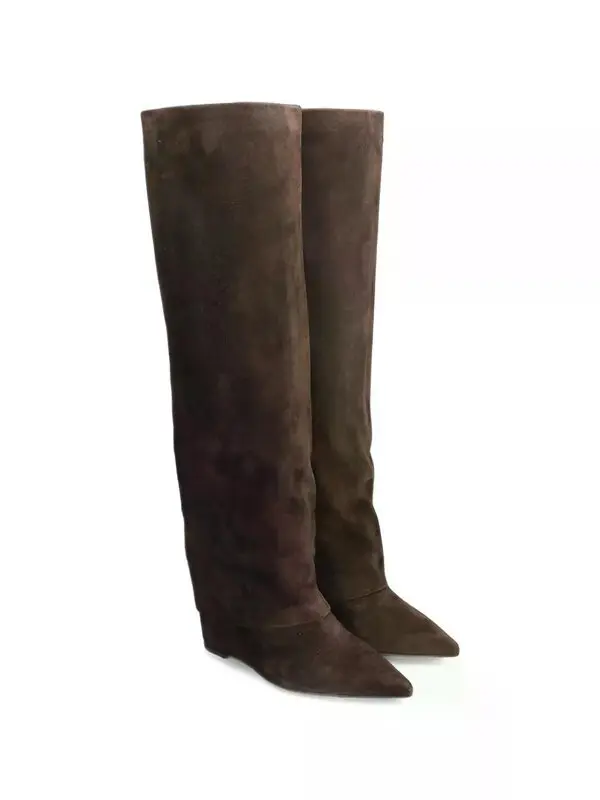 THE SELLER Foldover Wedge Boots - Brown