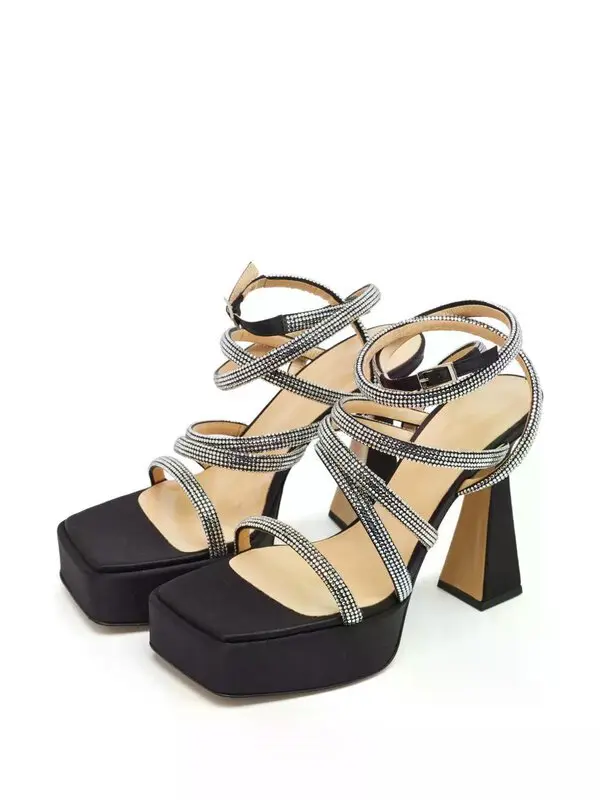 Mach & Mach Sydney Crystal-embellished Platform Sandals - Black