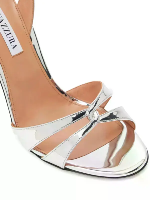 AQUAZZURA Metallic Knot Detail Stiletto Sandals