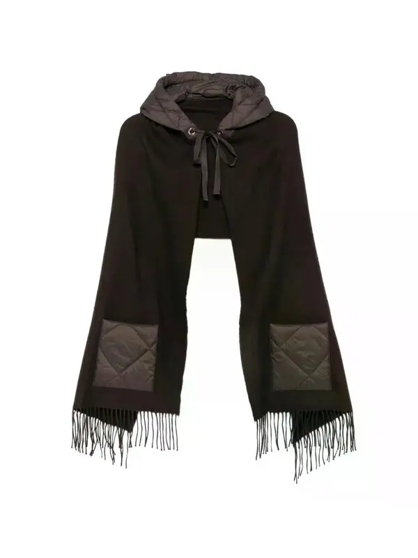 Maje Fringed Hooded Poncho - Brown