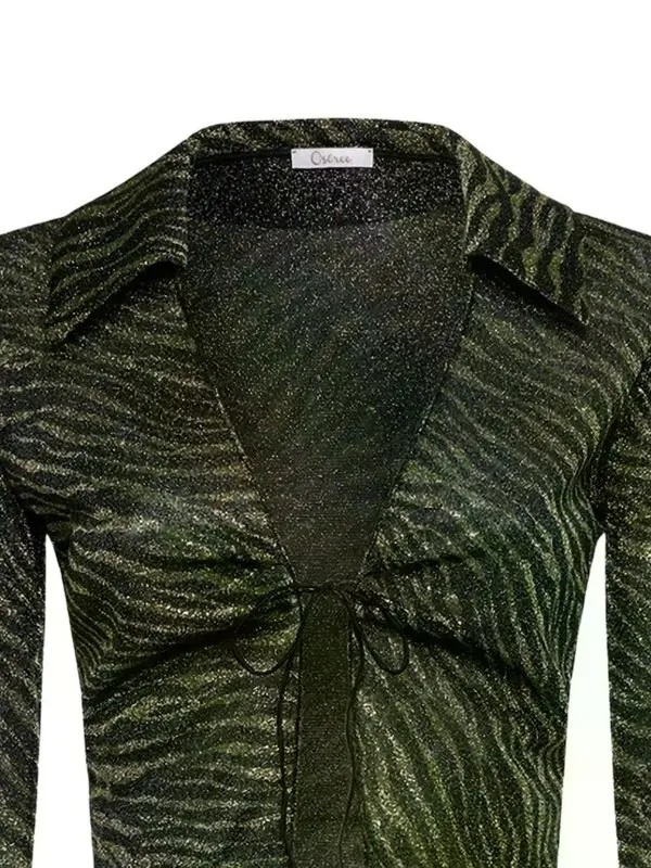 Oseree Animalier Slim-fit Cropped Shirt - Green