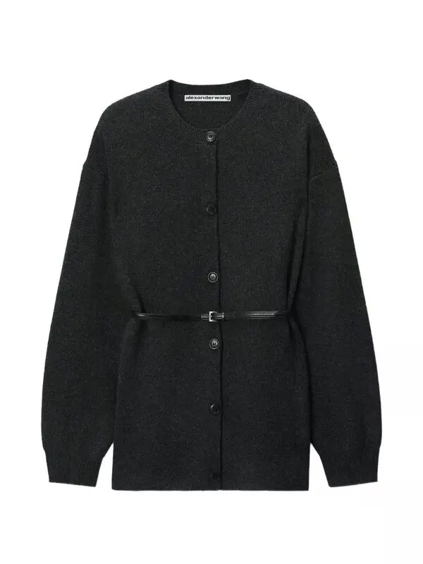 Alexander Wang Oversized Cardigan W/ Heatpressed Hem And Belt - Grey