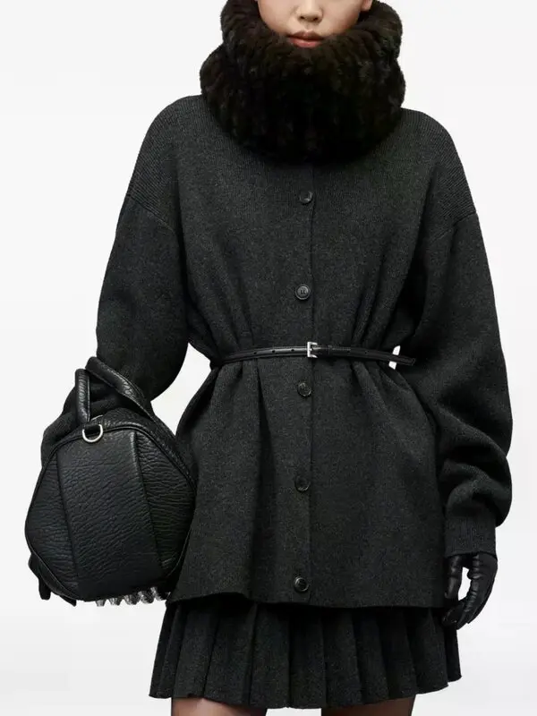 Alexander Wang Oversized Cardigan W/ Heatpressed Hem And Belt
