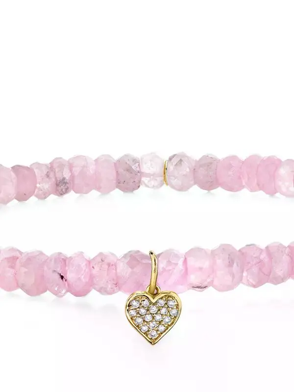 SYDNEY EVAN Grapolite And Diamond Heart Charm Bracelet - Gold