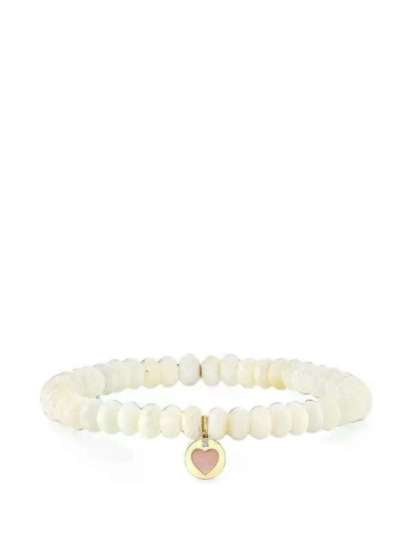 SYDNEY EVAN Mother-of-pearl And Diamond Beaded Heart Pendant Bracelet - Neutrals