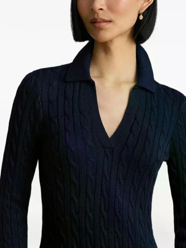 Ralph Lauren Cable-knit Collared Midi Dress - Blue