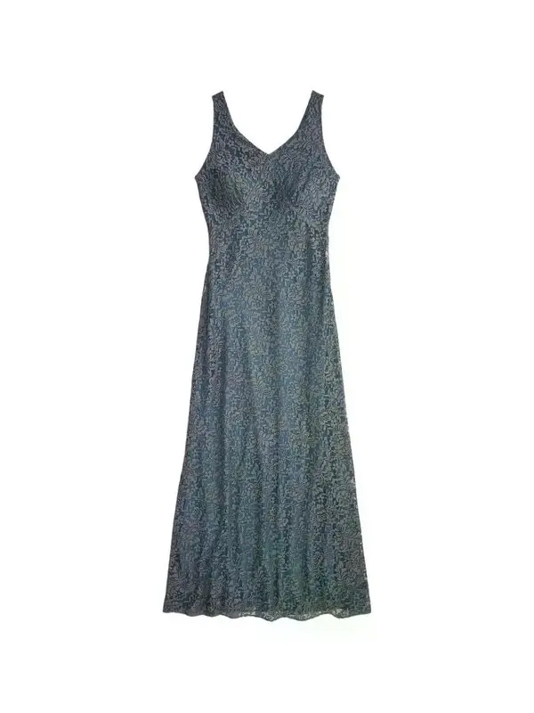 Ralph Lauren Lace V-neck Midi Dress - Blue