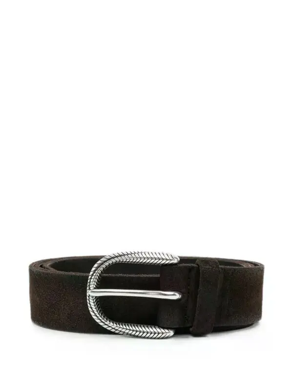 Orciani Engraved Buckle Suede Belt