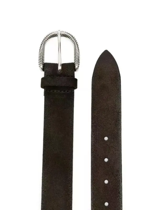 Orciani Engraved Buckle Suede Belt