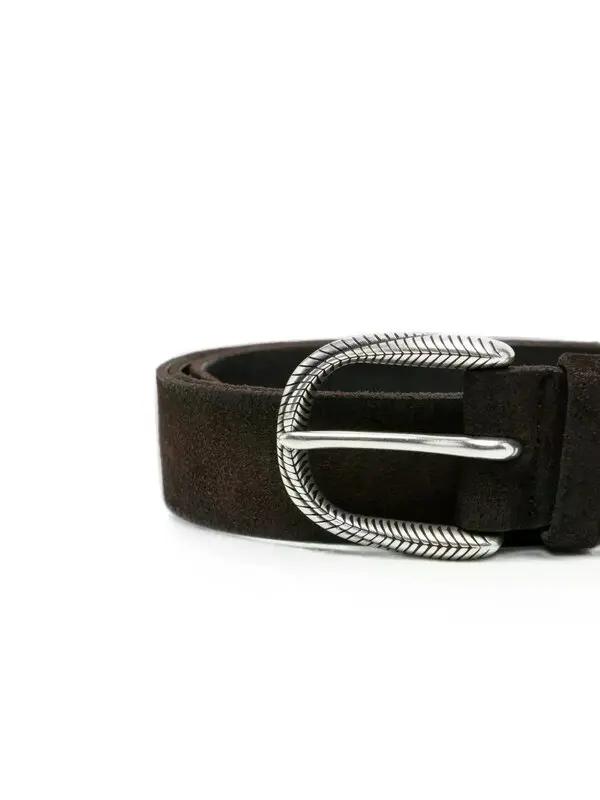 Orciani Engraved Buckle Suede Belt