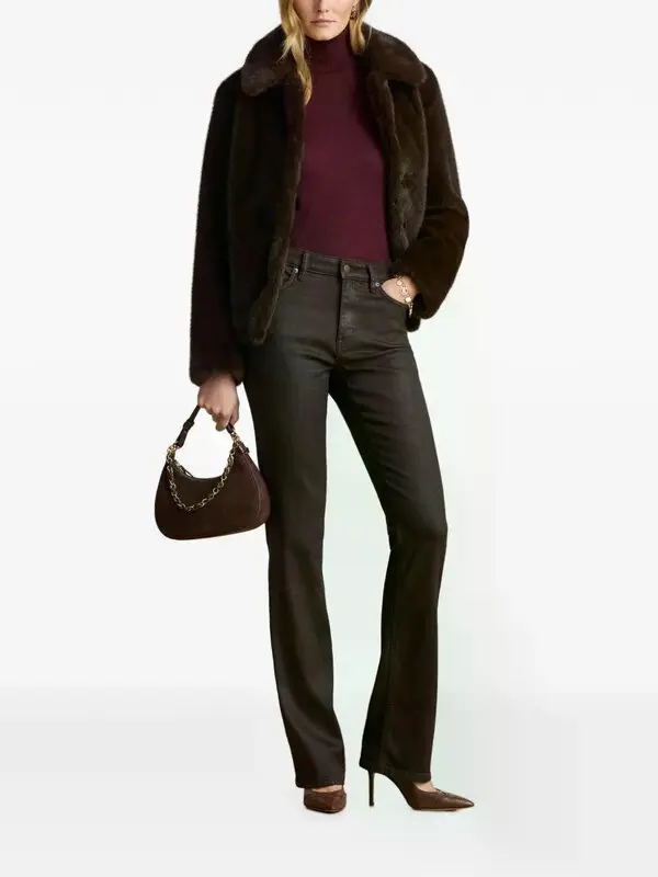 Ralph Lauren Ribbed Turtleneck Top With Logo Plaque