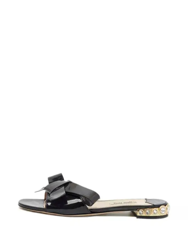 Miu Miu Patent Bow Detail Embellished Sandals