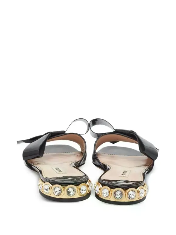 Miu Miu Patent Bow Detail Embellished Sandals