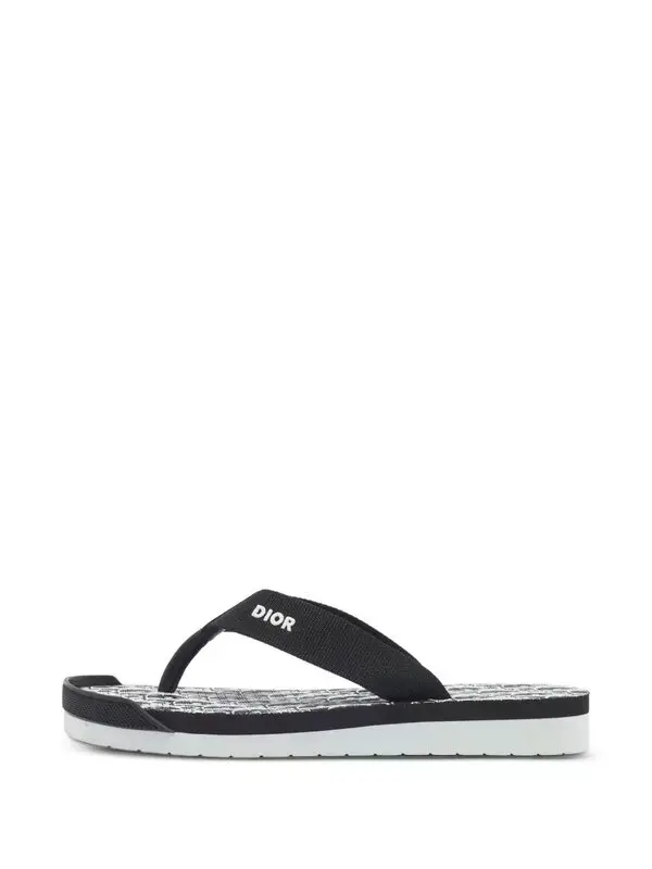 Dior Oblique Canvas Thong Sandals - Black