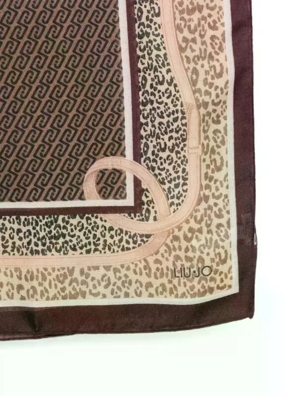 Liu Jo Leopard-print Monogram-pattern Scarf