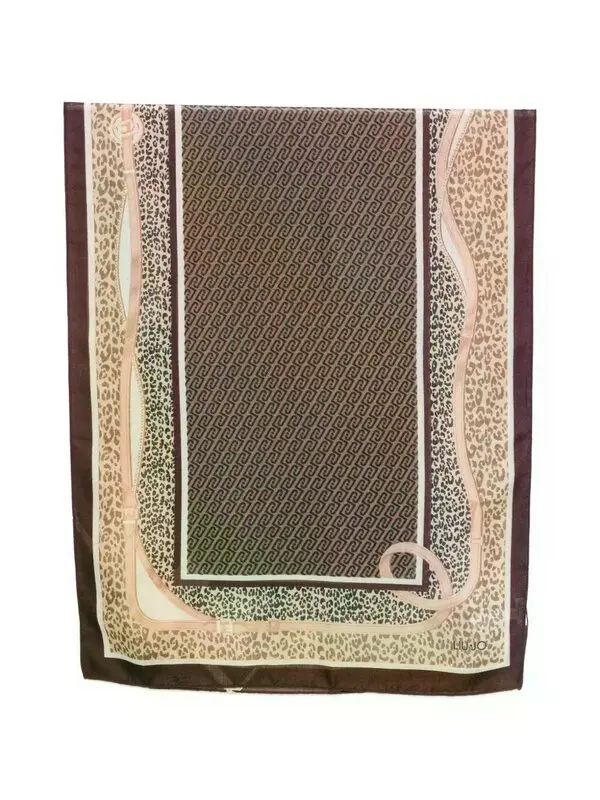 Liu Jo Leopard-print Monogram-pattern Scarf - Brown
