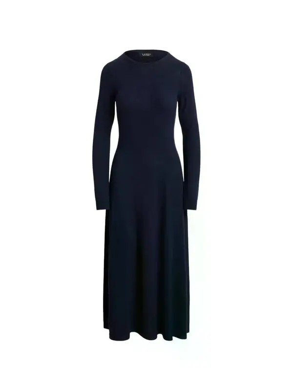 Ralph Lauren Crew-neck Long-sleeve Midi Dress - Blue
