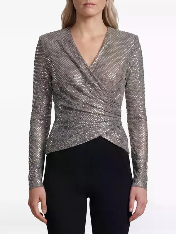 SELF-PORTRAIT Rhinestone Embellished Wrap Top