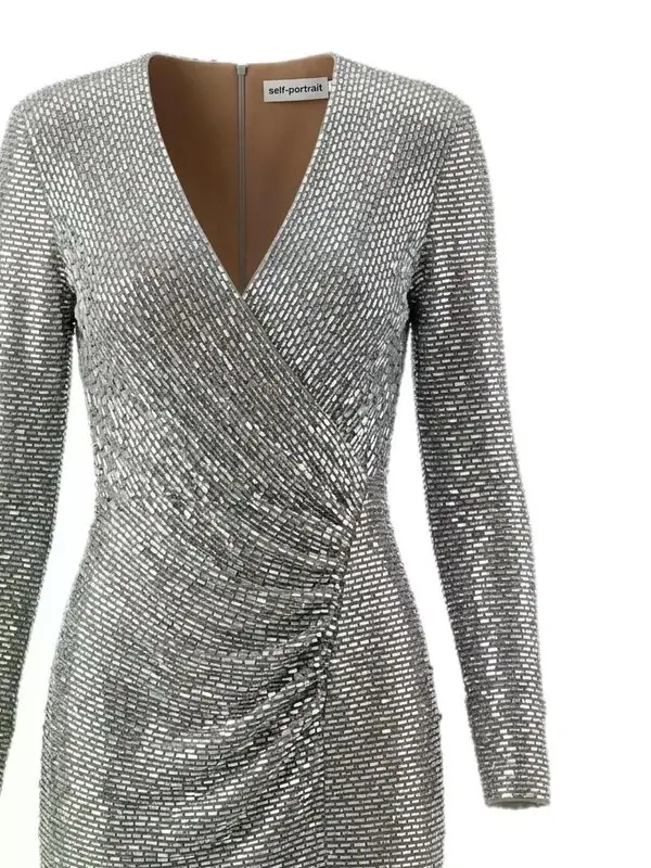 SELF-PORTRAIT Rhinestone Embellished Wrap Dress