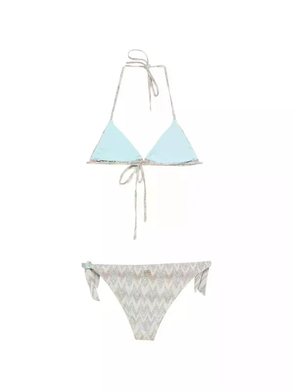 IU RITA MENNOIA Zigzag Knit Triangle Bikini - Blue